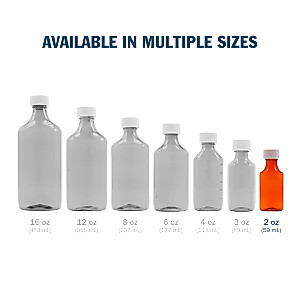 Ezy Dose Amber Oval Liquid Medicine Bottles, 2 oz Storage, Child-Resistant Push Turn Cap (Case of 132)