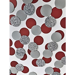 Designs by DH Confetti 100 pieces Paper Circles Silver Gray Red Burgundy Birthday Bridal Shower Wedding Party Decor