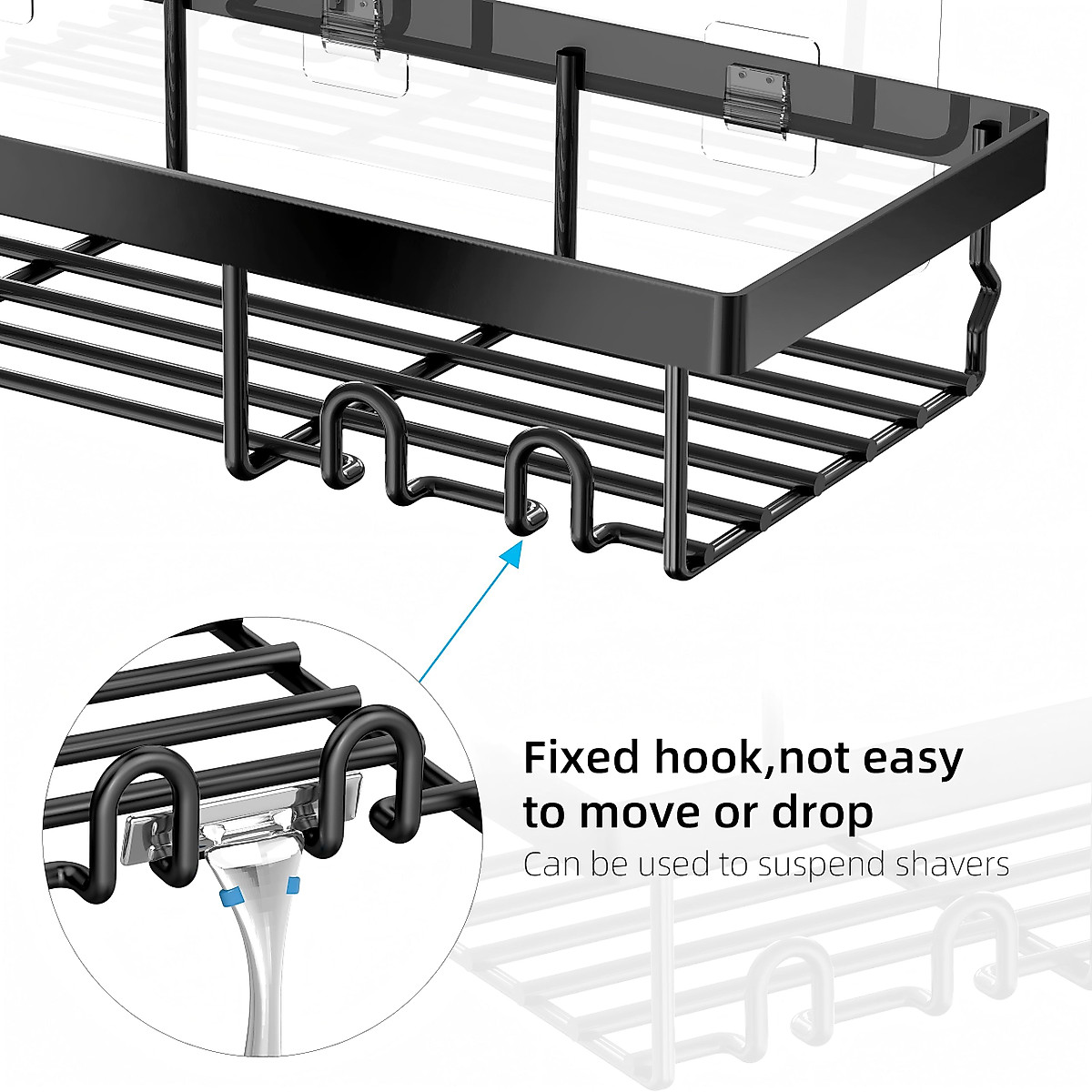Moforoco 3-Pack Shower Caddy Basket Shelf with Soap Holder, No Drilling Traceless Adhesive Shower Wall Shelves, Rustproof Black Bathroom Shower Storage Organizer…