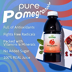 Dynamic Health Pomegranate Juice Concentrate, Natural Antioxidants and Polyphenols, No Additives or Preservatives, Vegan, Gluten Free, 16oz