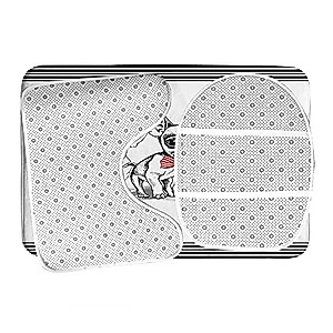 Wondertify Three French Bulldog Puppy Bathroom Antiskid Pad One Chihuahua Puppy Portrait Tie 3 Pieces Bathroom Rugs Set, Bath Mat+Contour+Toilet Lid Cover Black White