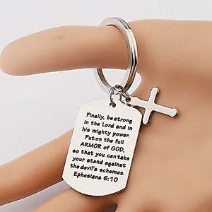 Put On The Full Armor of God Keychain Christian Jewelry Bible Verse Ephesians 6:10 Religious Gift for Men or Women (Keychain S)