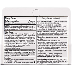 Benzodent Dental Pain Relieving Cream for Dentures and Braces, 0.25 oz tube (Pack of 3)