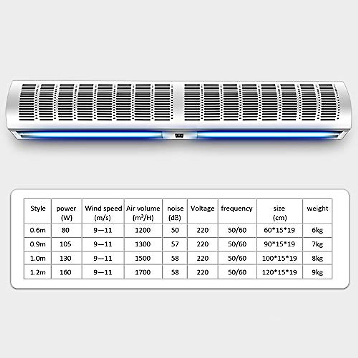 Air Curtain Large air Volume and Low Noise at Commercial entrances and exits Two-Speed Adjustable Machine Remote Control Wind Direction Adjustable Energy-Saving Machine