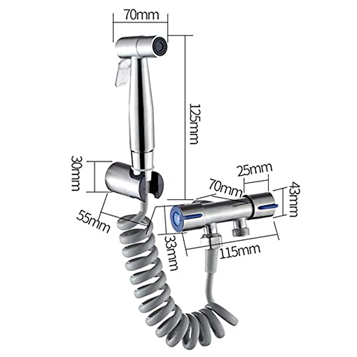 JIYTG Stainless Steel Portable Bidet Toilet Taps Kit Toilet Companion 304 Stainless Steel one in Two Out Washing Machine Booster Spray Gun Toilet Companion
