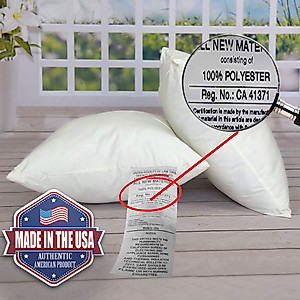 MSD 2 Pack Pillow Insert 34X34 Hypoallergenic Square Form Sham Stuffer Standard White Polyester Decorative Euro Throw Pillow Inserts for Sofa Bed - Made in USA (Set of 2) - Machine Washable and Dry