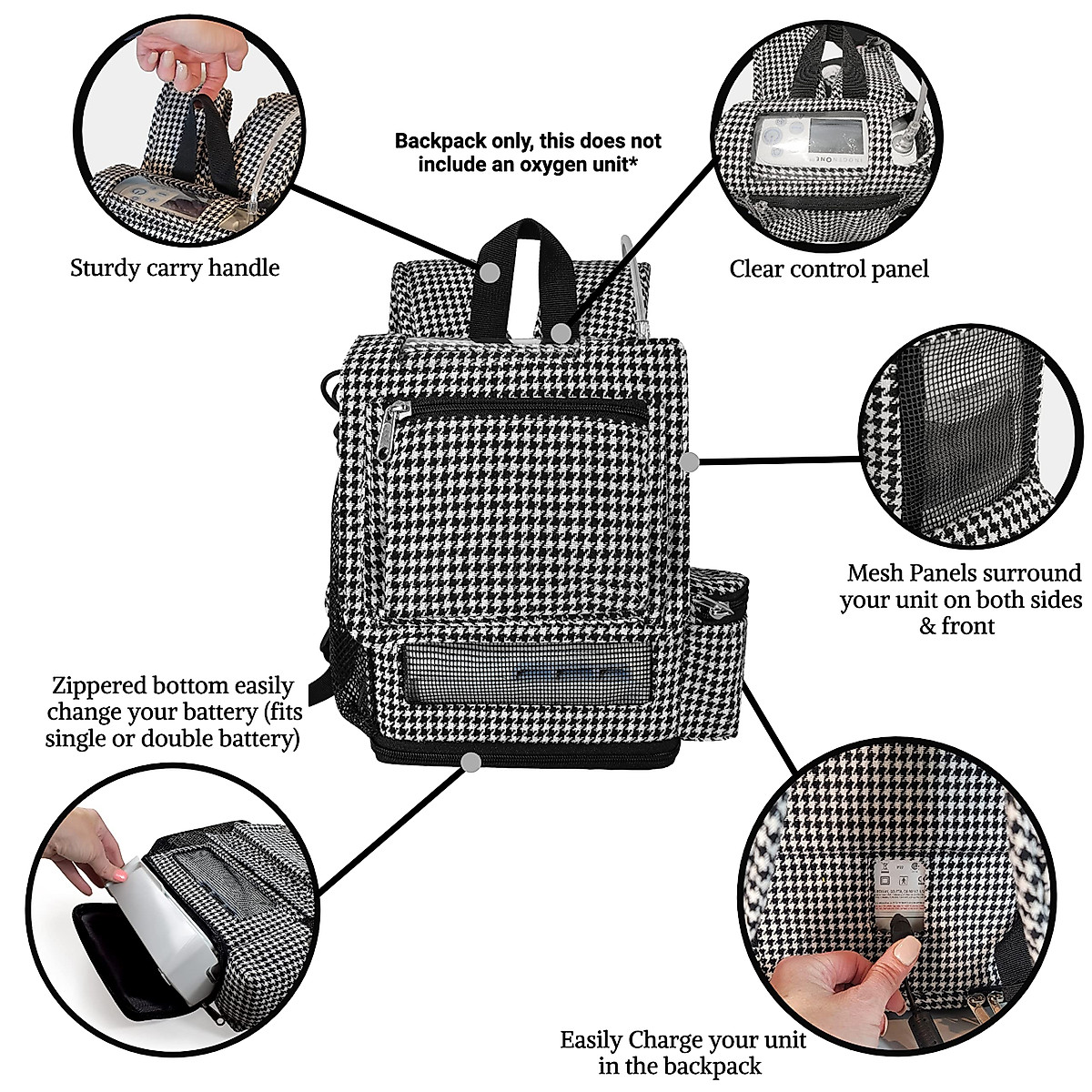 o2totes USA Backpack Fit For Inogen One G5, Inogen Rove 6, fits standard & double batteries, zippered bottom, Pockets for Inogen Accessories (Backpack only, does not contain the unit)