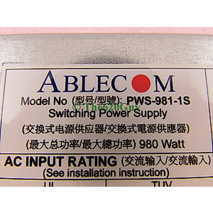 Ablecom PWS-981-1S 980W Single Cold Swap 12V Switching 1U Server Power Supply