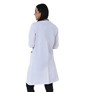 Hombury Professional White Lab Coats for Women, long sleeve, Polyester cotton fabric (White, X-Large)