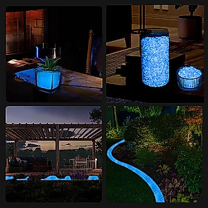 Oubest Glow in The Dark Rocks Outdoor Decorations 17.6oz Glowing Gravel Small Pebbles Decor for Garden Fish Tank Aquarium Planter Walkway - White