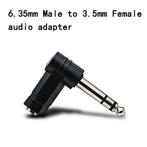 rgzhihuifz 3.5mm 1/8" Stereo Female to 6.35mm 1/4" Male 90° Angle Audio Adapter 2-Pack