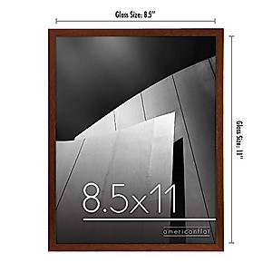 Americanflat 8.5x11 Picture Frame in Mahogany - Thin Border Photo Frame with Shatter Resistant Glass - Horizontal and Vertical Formats for Wall and Tabletop