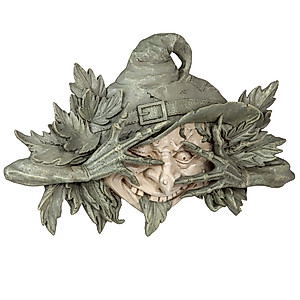 Design Toscano Poison Ivy Forest Witch Greenman Wall Hanging Sculpture, 15.5" Wx2 Dx9.5 H, two tone stone