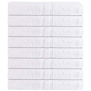 GREEN LIFESTYLE Luxury Bath Towel - White Large Bath Towels Pack for Spa, Gym, Bathroom, Hotel - 86% Cotton 14% Polyester -Super Soft, Thick and Absorbent 24 x 50 Bulk Bath Towel - (8-Pack)
