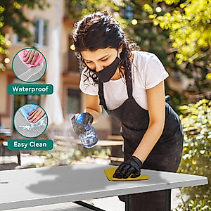 YITAHOME 6FT Large Folding Picnic Table w/Easy Assembly Steel Frame & Wood Like Tabletop, All Weather Folding Picnic Tables with benches Ideal for Yard Patio Lawn Party, White