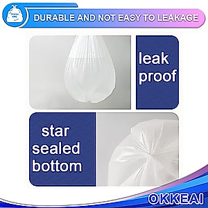 OKKEAI 3 Gallon Small Trash Bags 120 Counts White Garbage Bags Small Bathroom Trash Can Bags 10L Wastebasket Liners for Home Office Kitchen,White fit 10L -15 Can