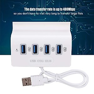 4 Port Multiple Interfaces USB Hub OTG Adapter for Phone Tablet Desktop with 480Mbps Data Transmissiom Rate, Strong Compatibility.