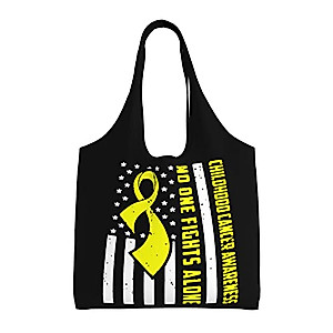 Childhood Cancer Awareness Canvas Shoulder Tote Bags Reusable Handbags Shopping Bag For Daily Women Or Men