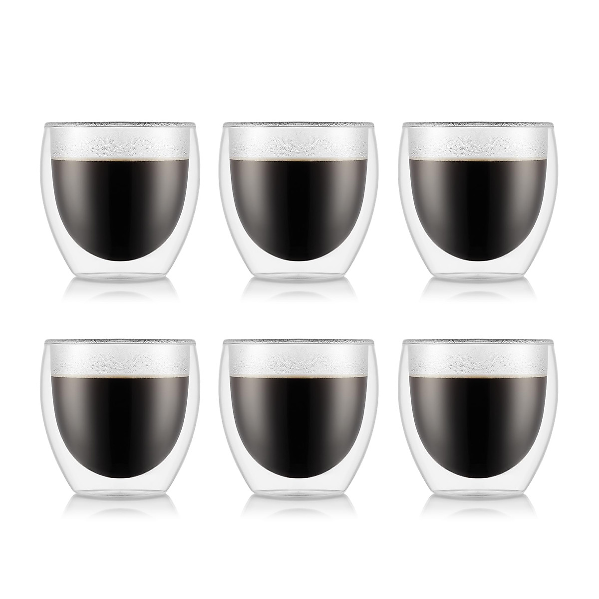 Bodum Pavina 2-1/2-Ounce Double Wall Espresso/Shot Glass, Set of 6
