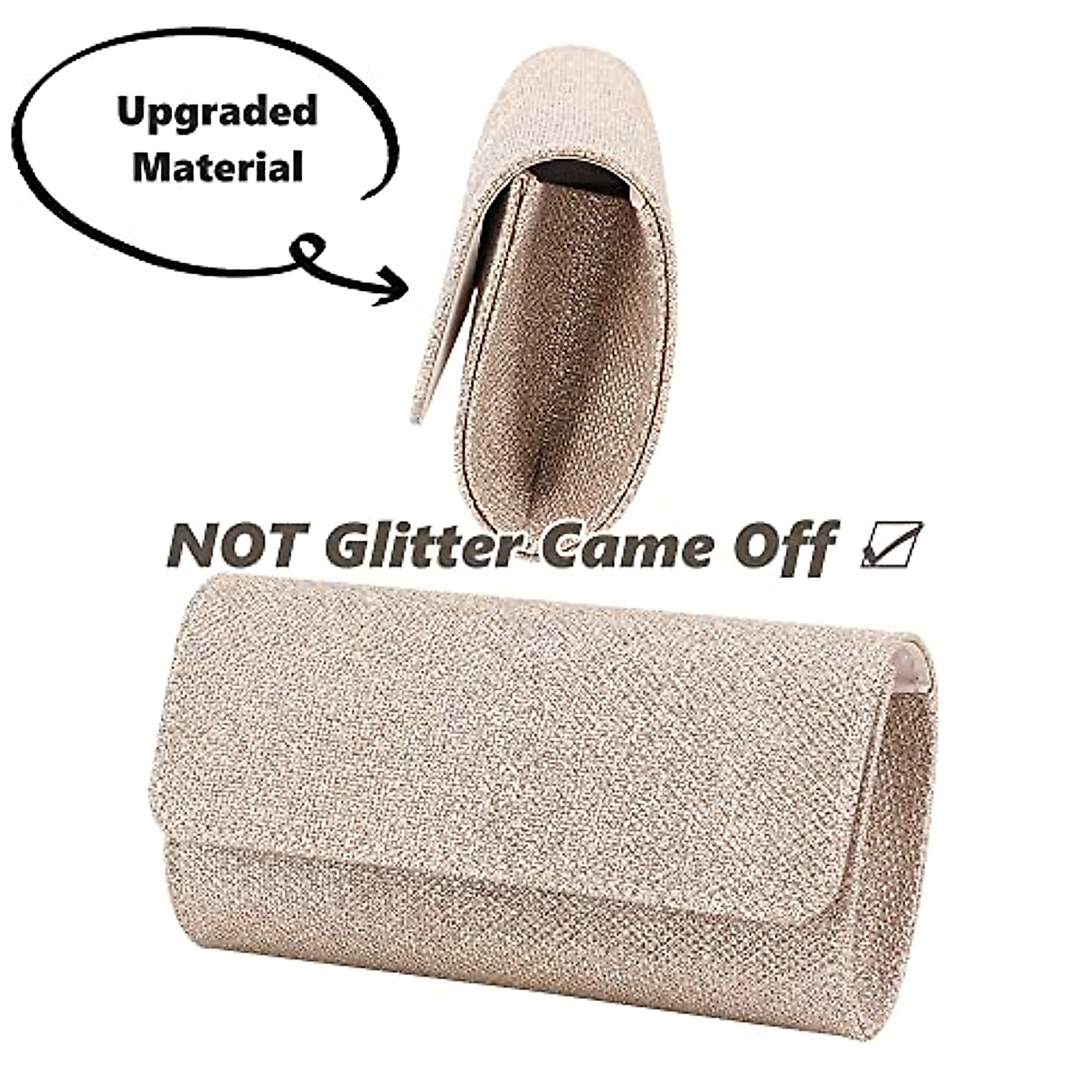 Naimo Flap Dazzling Small Clutch Bag Evening Bag With Detachable Chain (Champagne)