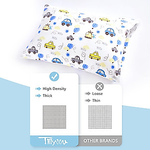 TILLYOU Organic Cotton Toddler Pillowcases - 2 Pack Super Soft Baby Kids Travel Pillow Cases Envelope Closure for Boys Girls, 13x18 Inches, Sunflower & Vintage Green