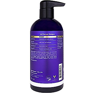 PURA D'OR Curl Therapy Shampoo (16oz) for Curly, Wavy or Frizzy Hair, Improves Shine, Definition & Bounce, Gentle Sulfate Free Formula Infused with Natural & Organic Ingredients, for Men and Women