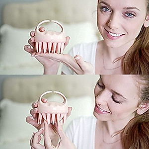 Scalp Massager - Shampoo Brush with Extra Long Soft Silicone Bristles for Dry & Wet Hair, Dandruff Reducing Head Scrubber with 3 Pack of Quick Dry Hair Towel Wrap