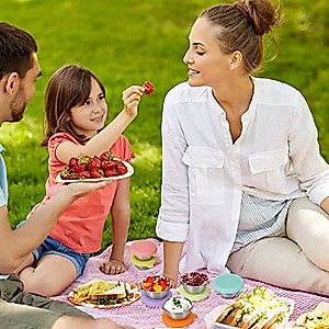 Mimorou 12 Pieces Salad Dressing Container To Go Stainless Steel Condiment Containers with Lid Reusable Sauce Silicone Leakproof Dipping Cups for Lunch Box Picnic Travel, Blue,Orange,Pink,Purple