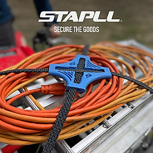 STAPLL Tack Strap – 4-Way Flat Bungee Cord with Rubber Pad Grip, Non-Slip Tie Down Straps for Motorcycle, ATV, Kayak, Cycling, Camping, Truck Storage, Adjustable Bungee Cords - 2 Pack (Orange)