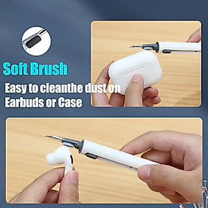 AKIKI Cleaner Kit for Airpods, Earbuds Cleaning kit for Airpods Pro 1 2 3, Phone Cleaner kit with Brush for Bluetooth Earbuds Cleaner, Wireless Earphones,iPhone,Laptop, Camera (White2)