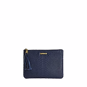 GiGi New York Handcrafted Womens Leather All in One Embossed Python Bag Navy