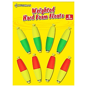 XFISHMAN Weighted-Bobbers-for-Fishing-Floats-Bouy Slip Bobber Fishing Corks Kit Crappie Bluegills Panfish Catfish Hand Made Foam Float 1 Inch 2 in 8-12 Pack