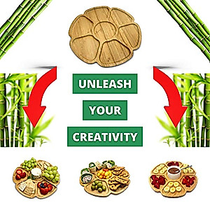 12.6 Inches Premium Bamboo Kitchen Serving Tray – 100% Handmade Crafted Platter – for Parties, Dinners, Holidays – New Sleek Design – Eco-Friendly All-Natural Vegan Wooden Platter - Food Tray