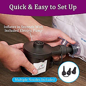 Inflatable Toddler Travel Bed with Electric Pump, Leakproof Air Mattress w/ Reinforced Protective Bumpers, Includes Carry Case and Pillow, Fits Kids Up to 4ft Tall, Ideal for Camping & Sleepovers