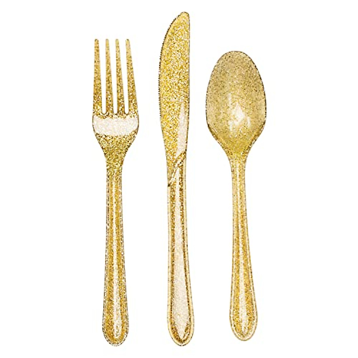Creative Converting 24-Piece Premium Plastic Assorted Cutlery, Glitz Gold Glitter - 019805