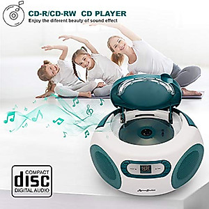 Byron Statics Portable CD Boombox with AM/FM Radio, Top Loading CD, 1W RMS x 2 Stereo Speaker, Aux-in Jack, LCD Display, AC110-120V Operated (KBB-250)