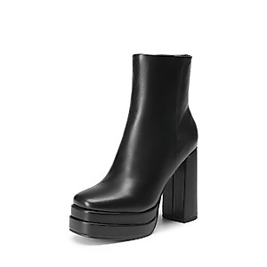 DREAM PAIRS Women's Platform Ankle Boot High Chunky Heels Square Toe Comfort Party Dress Booties Shoes for Women,Size 9,BLACK,SDAB2305W