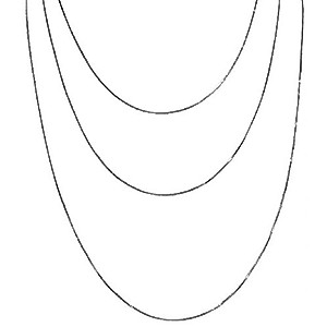 Sterling Silver Necklace Set Box Chain Necklaces, Set of Three (18, 20, 24)