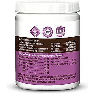 VetPro Dog Hip and Joint Supplement - Pain and Inflammation Relief Chews with Glucosamine, Chondroitin, MSM, Turmeric, Vitamin C, Omega 3 - Treats Hip Dysplasia, Arthritis - Dogs Chewable Supplements