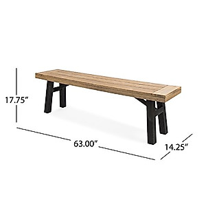 Christopher Knight Home Bettina Outdoor Acacia Wood Dining Bench with Brushed Mahogany Legs, Brushed Grey / Brushed Mahogany