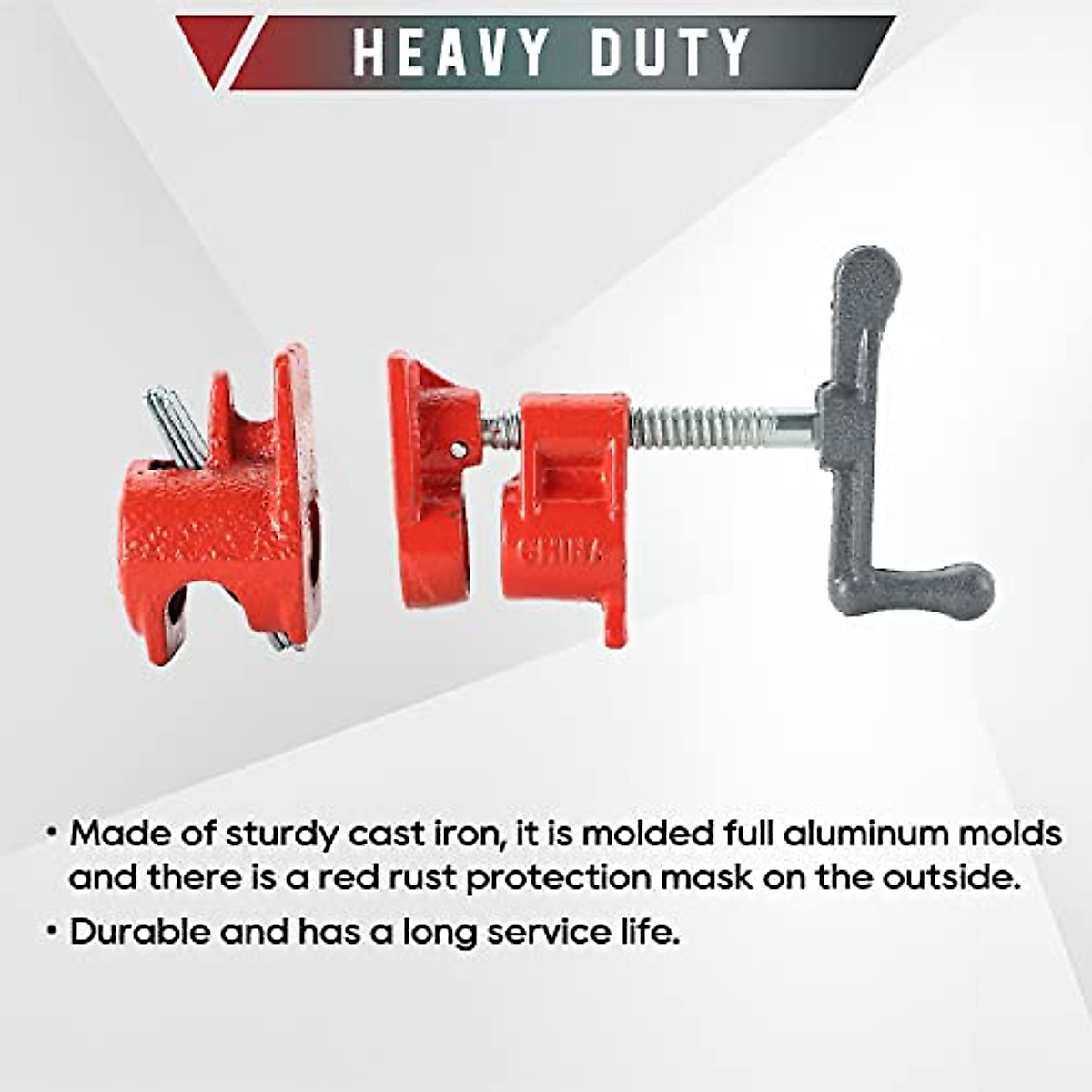 ATPEAM Wood Gluing Pipe Clamp Set | 6 Pack Wood Clamps Heavy Duty Cast Iron Parallel Clamps Quick Release Pipe Clamps for Woodworking (6, 1/2")