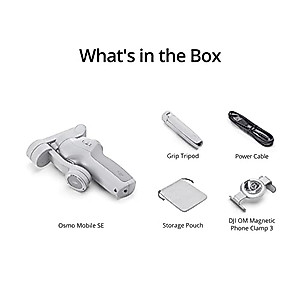 DJI Osmo Mobile SE Intelligent Gimbal, 3-Axis Phone Gimbal, Portable and Foldable, Android and iPhone Gimbal with ShotGuides, Smartphone Gimbal with ActiveTrack 6.0, Vlogging Stabilizer