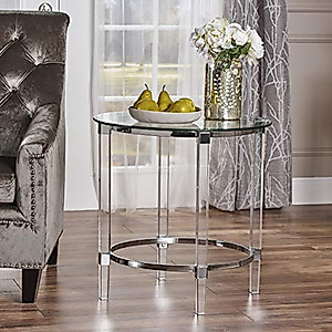 Christopher Knight Home Orianna Acrylic and Tempered Glass Circular Side Table, Clear, 24 in x 24 in x 24 in