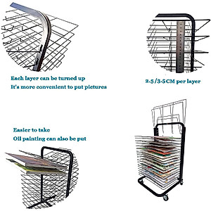 YSCMX Drying Rack, Solid Mobile Art Drying Rack with Wire Shelves for Works of Art Classrooms Studios and Home Use, Black Powder Coated Finish. Drying & Print Racks (Size : 25-Layer)