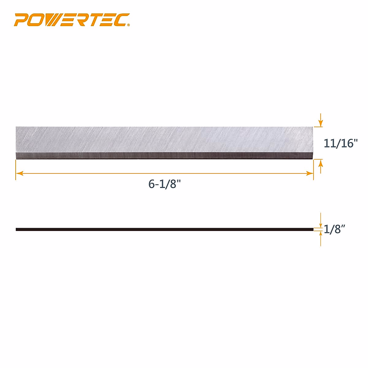 POWERTEC 6-1/8 Inch Jointer Blades for Ridgid JP06000, JP06101, JP0610, Craftsman 21705 Jointer, Replacement for Ridgid AC8600, JE08008, Craftsman 922995 Jointer Knives, Set of 6 (14802DD)