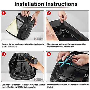 KBH Car Front Center Console Armrest Cover Replacement for Ford Explorer 2011-2019, Vinyl Leather, Middle Console Arm Rest Skin Upholstery, Anti-Scratch, Black (Without Lid)