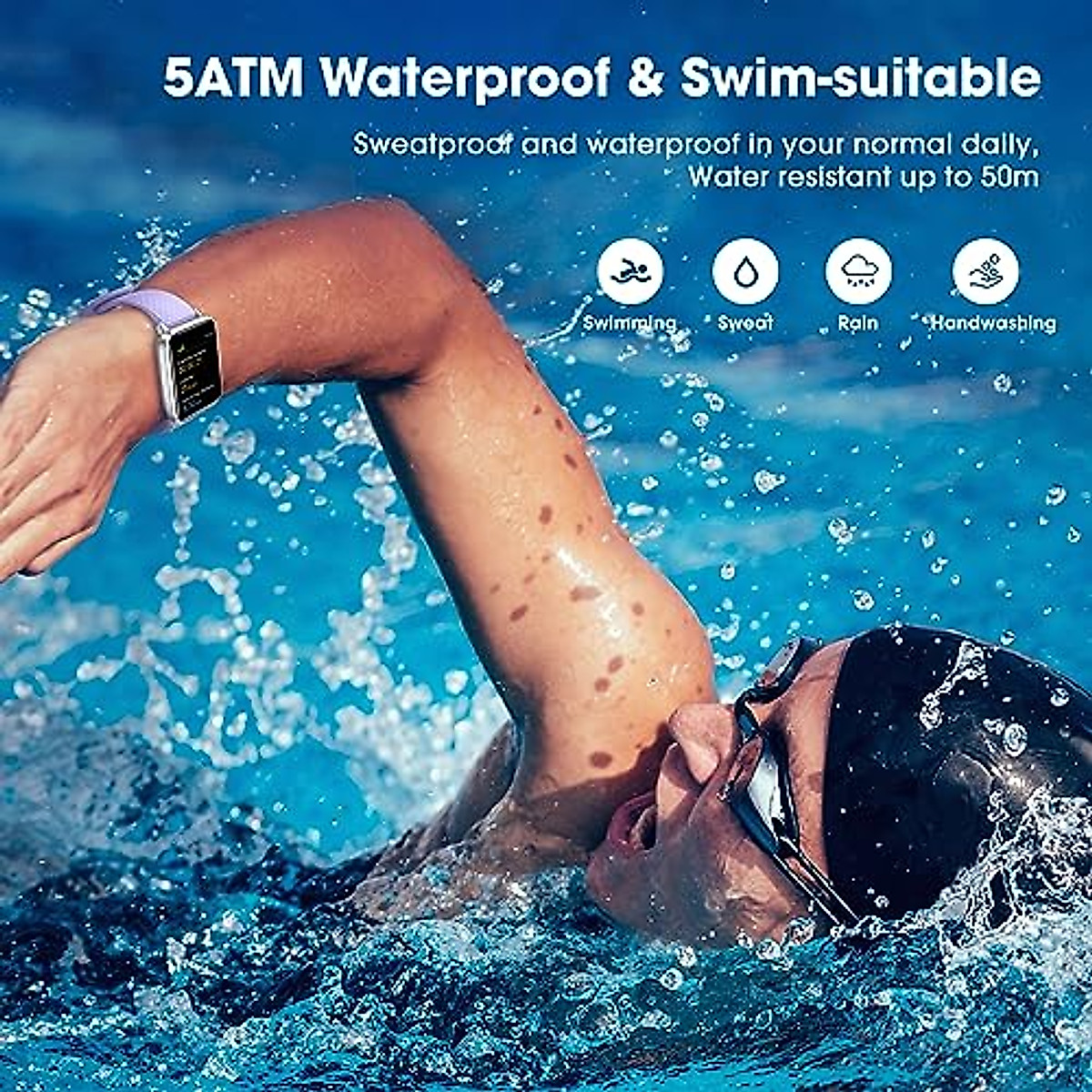 Smart Watch, Fitness Tracker with Heart Rate Monitor, Blood Oxygen, Sleep Tracking, 1.3 Inch Touchscreen Smartwatch for Android iOS Swimming Waterproof Pedometer Step Calories Tracker for Women Men