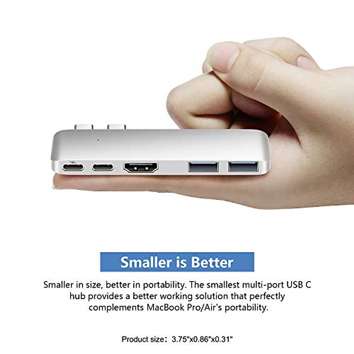 Purgo Mini USB C Hub Adapter Dongle for MacBook Air 2022-2018 and MacBook Pro 13 M2 2022-2016, MacBook Air USB Adapter with 4K HDMI, 100W PD, 40Gbps TB3 5K@60Hz, USB-C and 2 USB 3.0