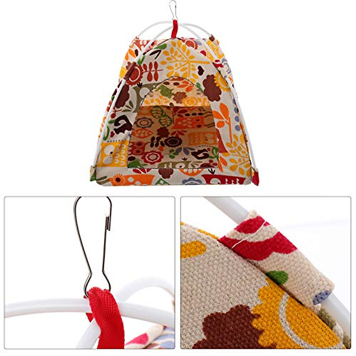 Scicalife Bird Nest Hut Hanging Hammock,Foldable Parrot Cage Tent House Bed Habitat Hideaway Toy