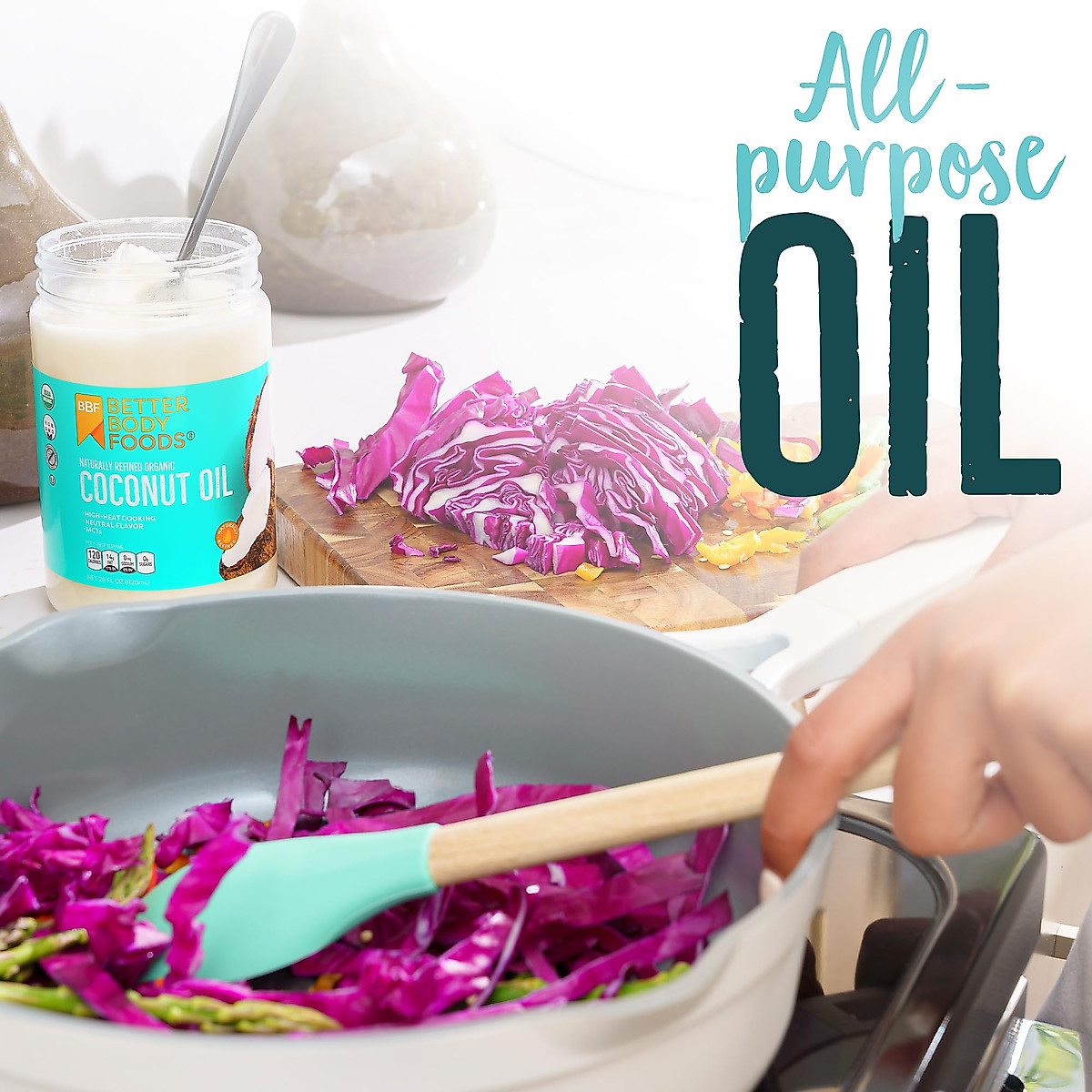 BetterBody Foods Organic, Naturally Refined Coconut Oil, 56 Fl Oz, All Purpose Oil for Cooking, Baking, Hair and Skin Care